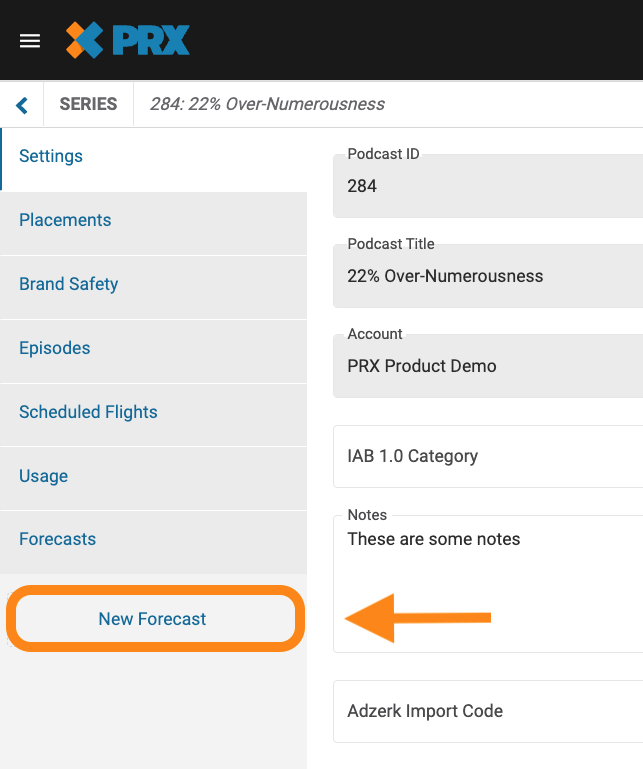 Setting up a Forecast using "New Podcast" Settings – PRX – Help Desk